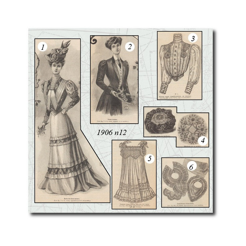 1906 N°12 Sewing patterns A3 La mode illustrée