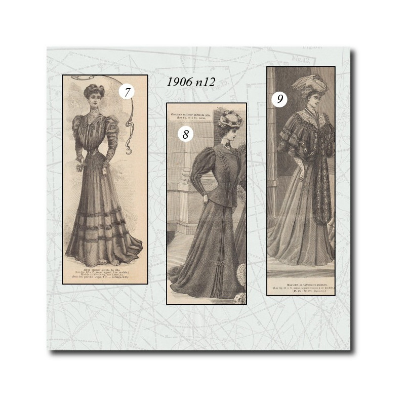 1906 N°12 Sewing patterns A3 La mode illustrée