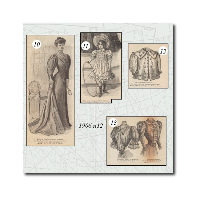1906 N°12 Sewing patterns A3 La mode illustrée